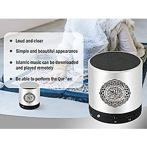 Hitopin Digital Quran Speaker FM Radio Silver Color with Remote Control Over 18Reciters and15 Translations Available Quality Qur'an Player Arabic English French, Urdu etc Mp3