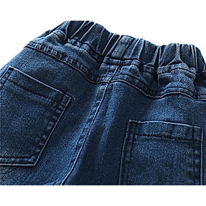 Kimocat Casual Suit for Toddler Boy 2Pcs Long Sleeve Plaid Shirtand Jeans Outfits