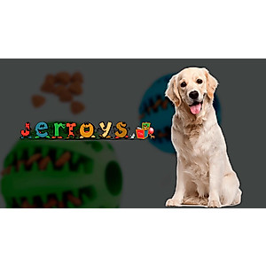 Jertoys Juguetes, Pelota para Perros Indestructible. Bola masticable resistente a las mordeduras con comedero en sus ranuras Ideal para la limpieza de dientes y entretemiento de sus mascotas (Blue)