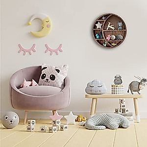 Wooden Crescent Moon Shelf Wall Decor - Decorative Boho Home Hanging Display Shelf for Bedroom, Dorm, Nursery - Easy Mount Storage for Crystals and Essential Oils - 14 x 14 x 3.5 (Brown)