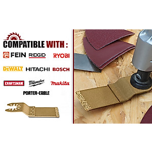 Diamond Oscillating Saw Blades - Grout Removal, Carbide Blade, Universal Fit, Quick Release - 4 Pack with Case