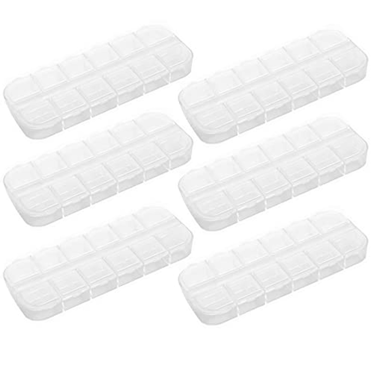 Typutomi 6PCS 12 Grid Clear Plastic Jewelry Box Organizer, Jewelry Dividers Storage Container DIY Parts Storage Box for Bead, Rings, Jewelry,Screws, Handicrafts