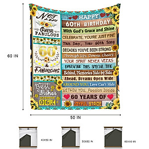 Amxieui 60th Birthday Gifts for Women, 60 Year Old Blanket Gifts Ideas, Funny Womens 60th Birthday Decorations Gifts, Happy 60th Birthday Gift for Mom,Sister, Wife
