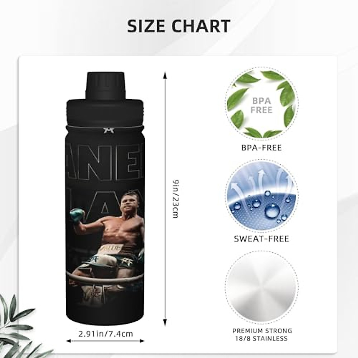 Eevikion Canelo of Alvarez Stainless Steel Insulated Tumbler Sports Water Bottle Hot and Cold Travel Cup 18oz