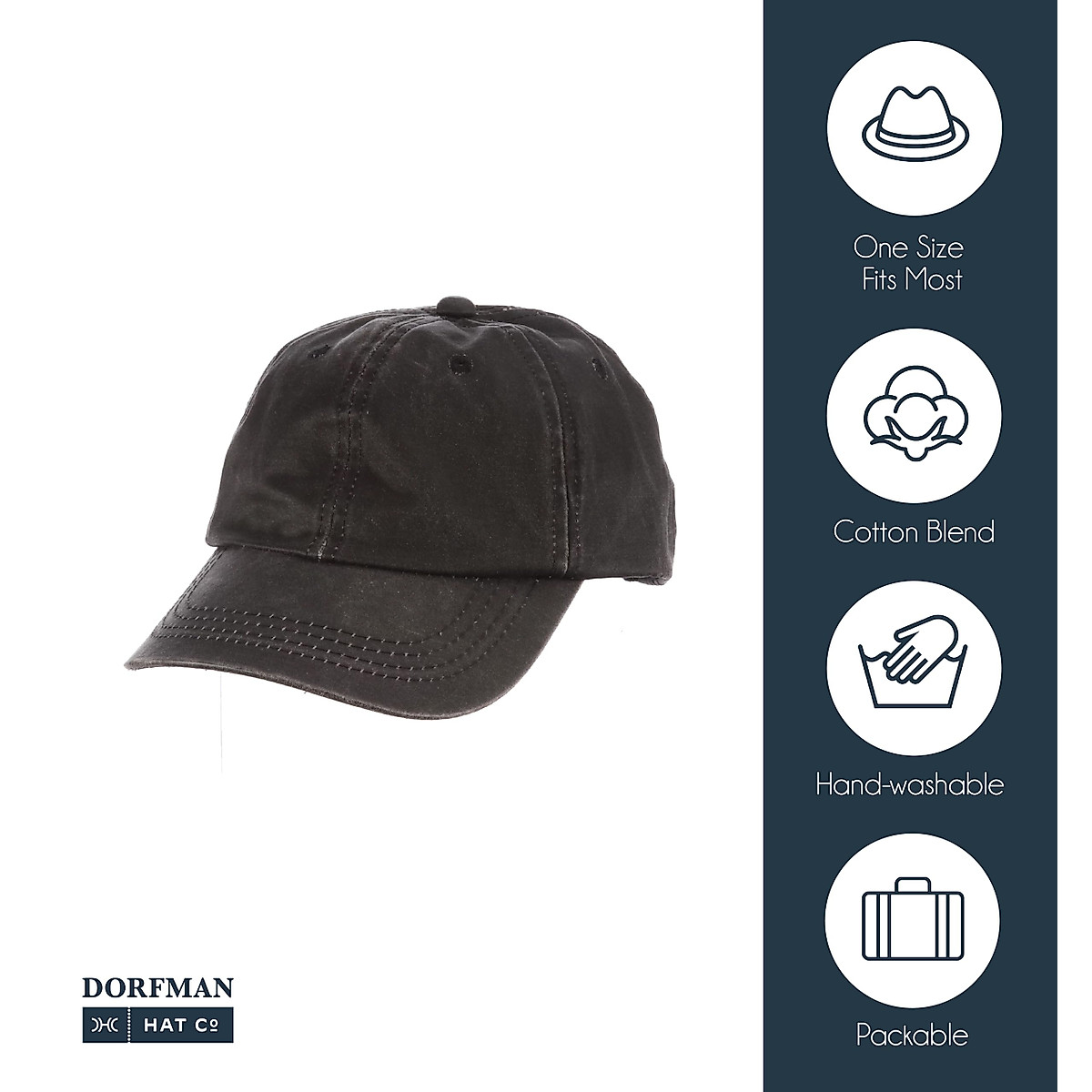 Dorfman Pacific Co. Men's Forever Weathered Cotton Cap, Black, One Size
