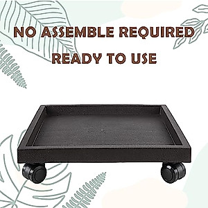 NAZKAEN 14.2 Inch Square Rolling Plant Caddy Saucer with Wheels, Heavy Duty Wheeled Planter Stand for Potted Plant, Coaster Roller Base Tray with Casters, Flower Pot Dolly Holder for Indoor Outdoor