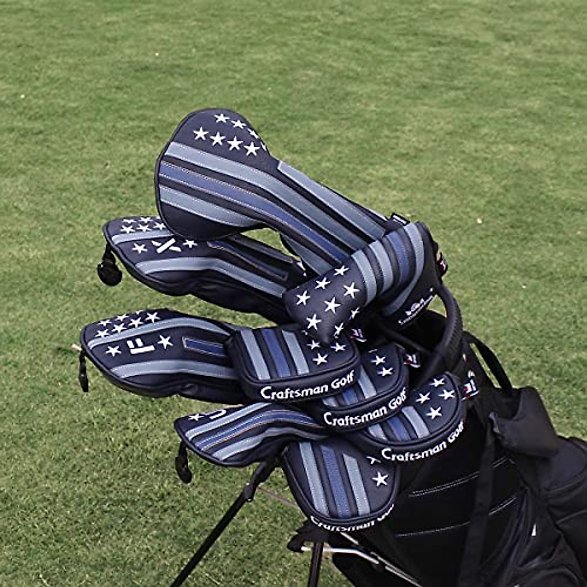 Craftsman Golf Blue Strips Golf Putter Blade Head Cover Headcover Magnetic Closure for Scotty Cameron Odyssey