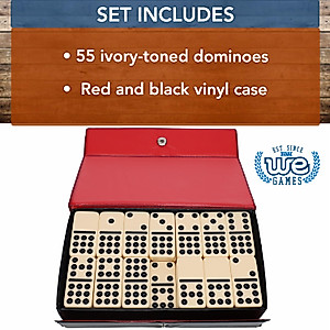 WE Games Double Twelve Dominoes Set - 91 Dominoes in Retro Travel Case - Ideal for Family Games - Perfect for Game Night