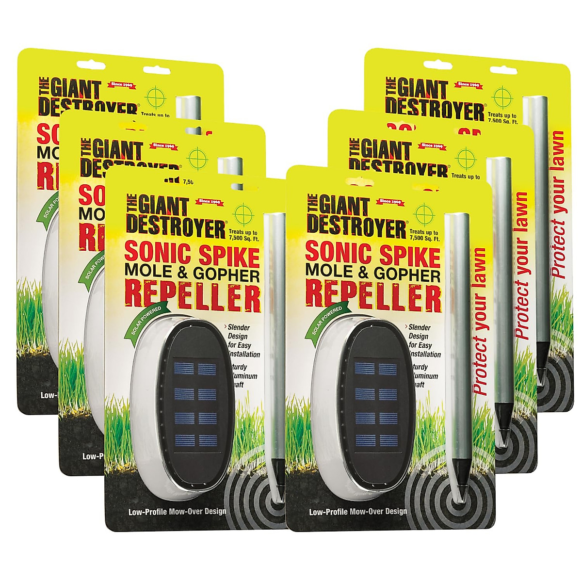 The Giant Destroyer Sonic Spike Mole & Gopher Repeller - Solar Powered Ultrasonic Animal Repellent Spikes - Repels Rodents from Lawn, Garden, & Home (1 Pack)