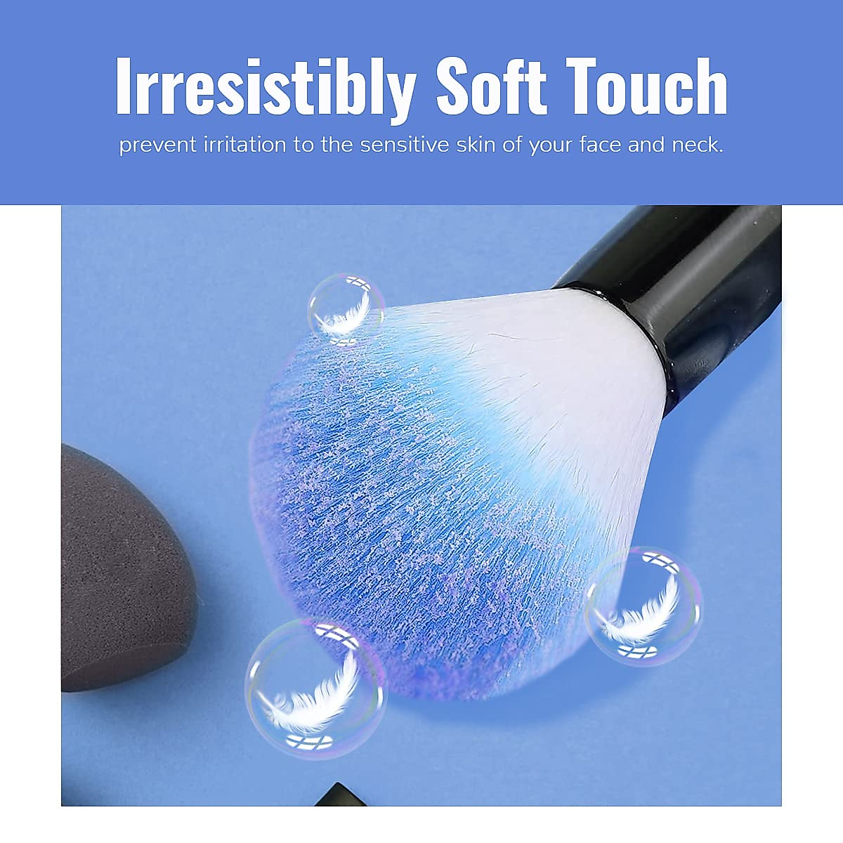 Blue Makeup Brushes, 32Pcs Essential Eyeshadow Eyeliner Face Powder Cream Liquid Cosmetic Brushes Kits with Cruelty-Free Synthetic Fiber Bristles