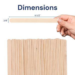 Dukal Small Wooden Wax Sticks - Body Hair Removal Applicator for Waxing, 3/8” x 4.5” (Pack of 100)