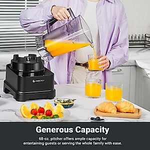 AMZCHEF 8-IN-1 Professional Blenders, 2000 Watts Commercial Blender for Kitchen with Timer, Innovative LED Panel, 8 Functions for Smoothies, Shakes & More, 8 Speeds & Pulse, 68 oz. Pitcher, Black