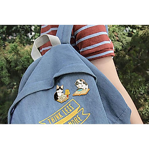 Novelty Enamel Lapel Pin Sets Cartoon Animal Plant Fruit Brooches for Clothing Bags Backpacks Jackets Hat Jewelry DIY Gift Accessories(Cats reading books)