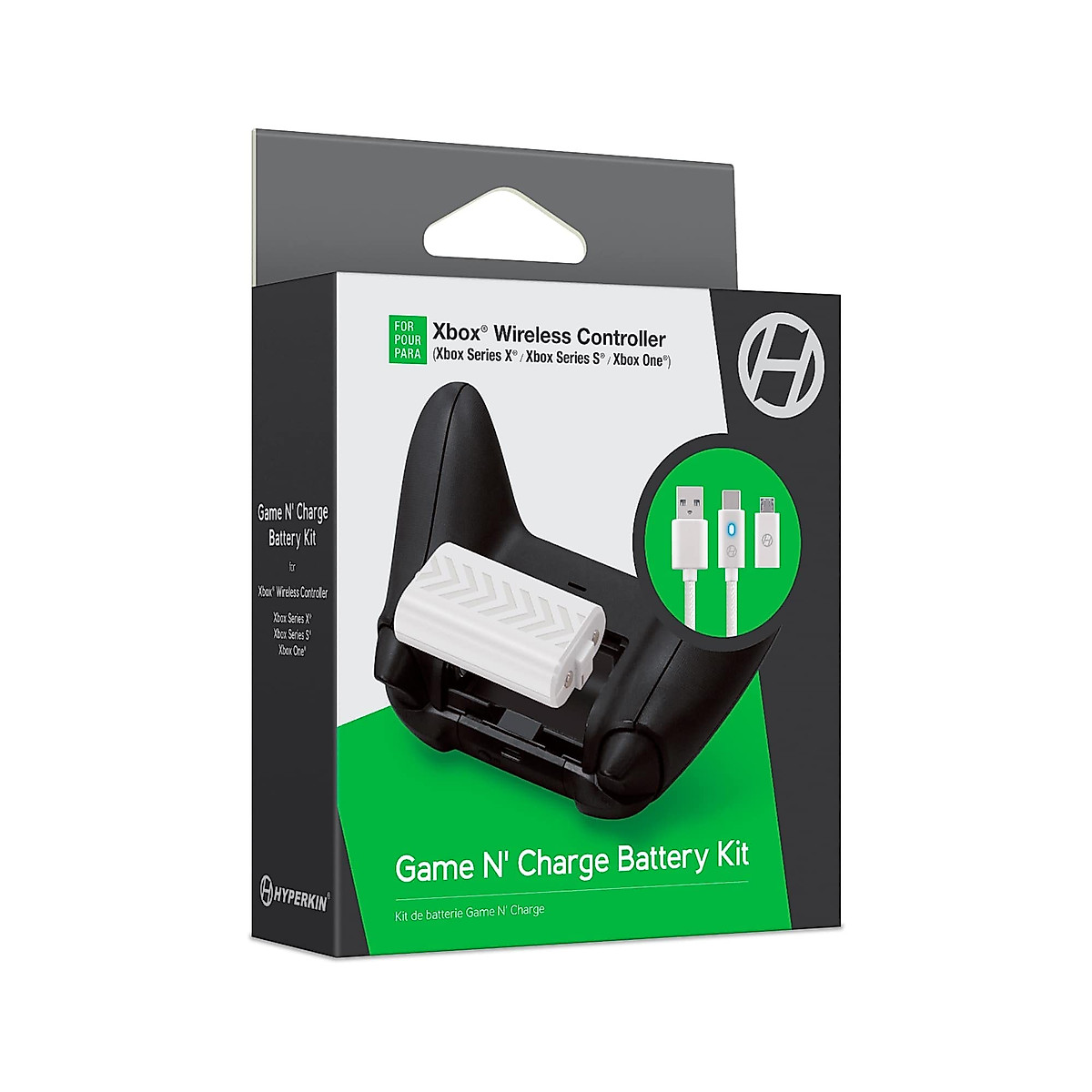 Hyperkin "Game N' Charge" Battery Kit for Xbox Wireless Controller (Xbox Series X/Xbox Series S) (White) - Xbox Series X;