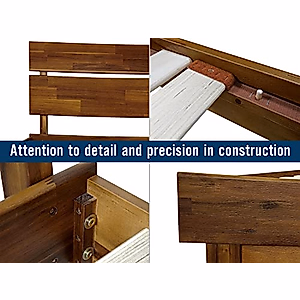 Acacia Aurora 14 Inch Wood Platform Bed, Bed Frame with Headboard, Queen Size Frame, Chocolate