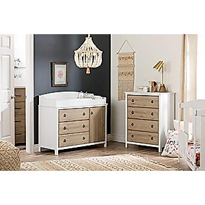 South Shore Cotton Candy 4-Drawer Chest-Pure White and Rustic Oak