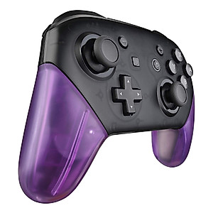 eXtremeRate Clear Atomic Purple Replacement Handle Grips for Nintendo Switch Pro Controller, DIY Hand Grip Shell for Nintendo Switch Pro - Controller NOT Included