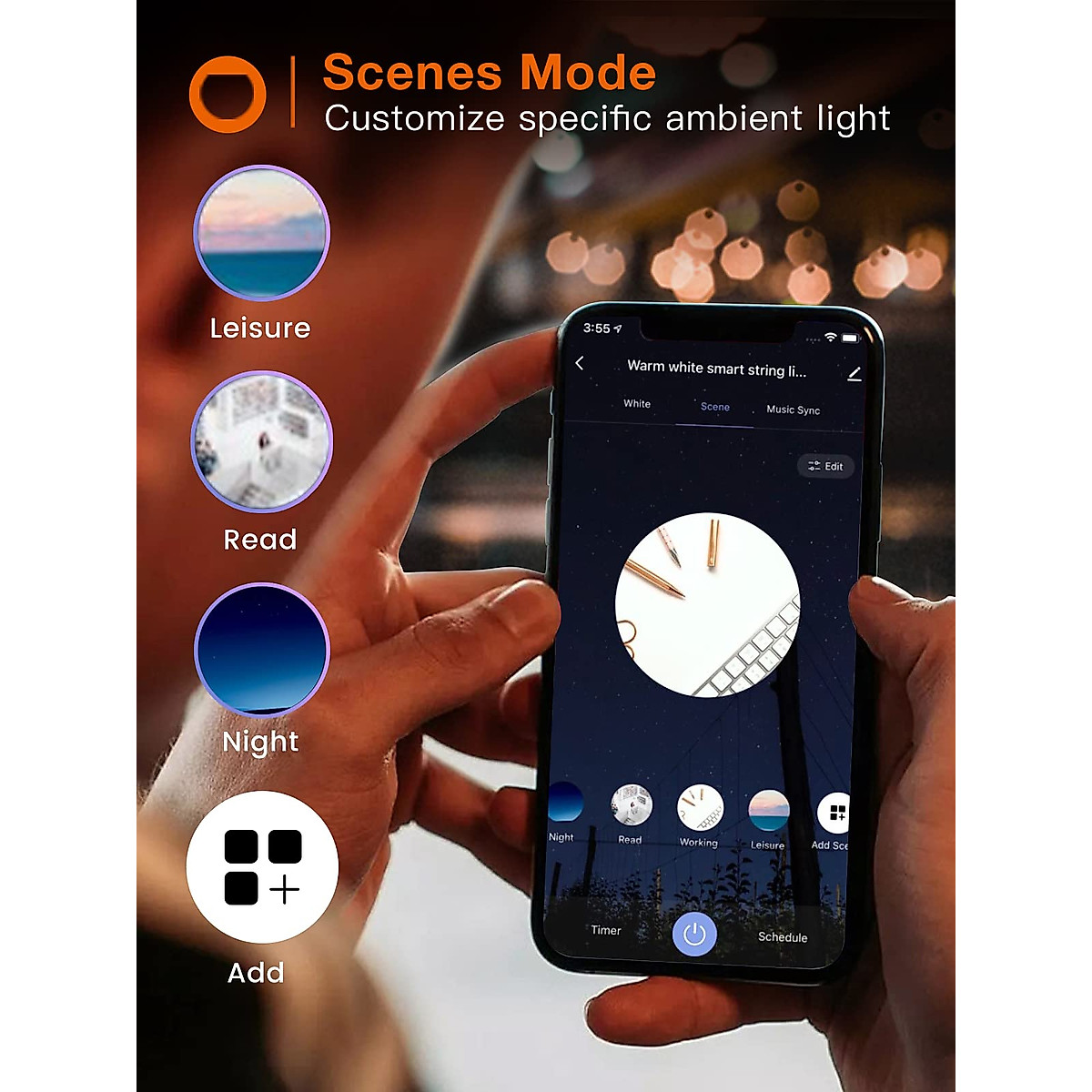 addlon 96FT Smart Outdoor String Lights with Remote, Dimmable Patio Lights with 30 LED Edison Waterproof Bulbs, String Lights for Outside Works with APP, Music Sync Outdoor Lights for Gazebo Backyard