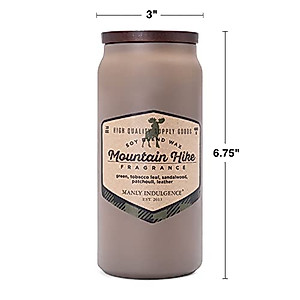 Manly Indulgence Mountain Hike Scented Jar Candle, Adventure Collection, Grey, 15 oz - Up to 60 Hours Burn