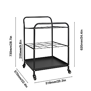 Blueprint Roll File Holder Storage - 12 Slots Rack Cart,Wire Bin Roll File, Made for Maps, Plans, Drawings, and Tubes, Yoga Mat and Gym Storage Rack Cart with Wheels,Files Sorter Poster Holder