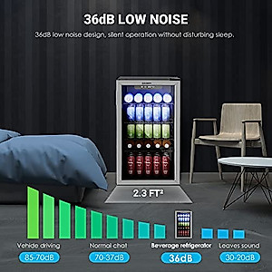 EUHOMY Beverage Refrigerator and Cooler, 110 Can Mini fridge with Glass Door, Small Refrigerator with Adjustable Shelves for Soda Beer or Wine, Perfect for Home/Bar/Office (Slive).