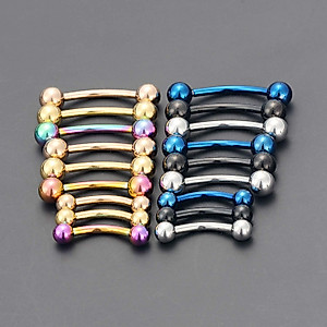 SCERRING 18PCS 14G Stainless Steel Eyebrow Tragus Helix Rook Daith Earrings Belly Tongue Nipple Lip Ring Barbell With Balls Body Piercing Jewelry 10mm 12mm 14mm Mix Color