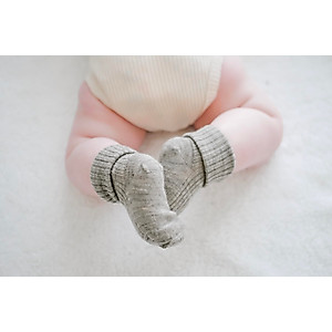Woolino Wool Baby Socks from, Washable Merino Wool Infant Toddler Kids Socks, 6-12 Months, Cocoa/White (Pack of 3)