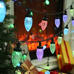 iBaycon C9 Christmas Lights 72ft 200 LED 8 Modes Xmas String Lights Waterproof Solar Fairy Lights for Garden, Patio, Fence, Balcony, Outdoors (Multicolor)