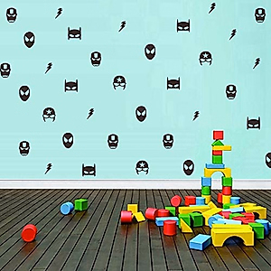 Finduat 57 Pcs Superhero Wall Stickers Decal, Kids Removable Wall Stickers Boys Room Decor, Vinyl Wall Decals for Children Baby Kids Boys Bedroom, Nursery Decor