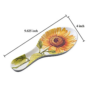UPware Melamine Spoon Rest Spoon Holder Kitchen Utensil Holders 9.625 Inch for Kitchen Counter Dining Table (Sunflower)