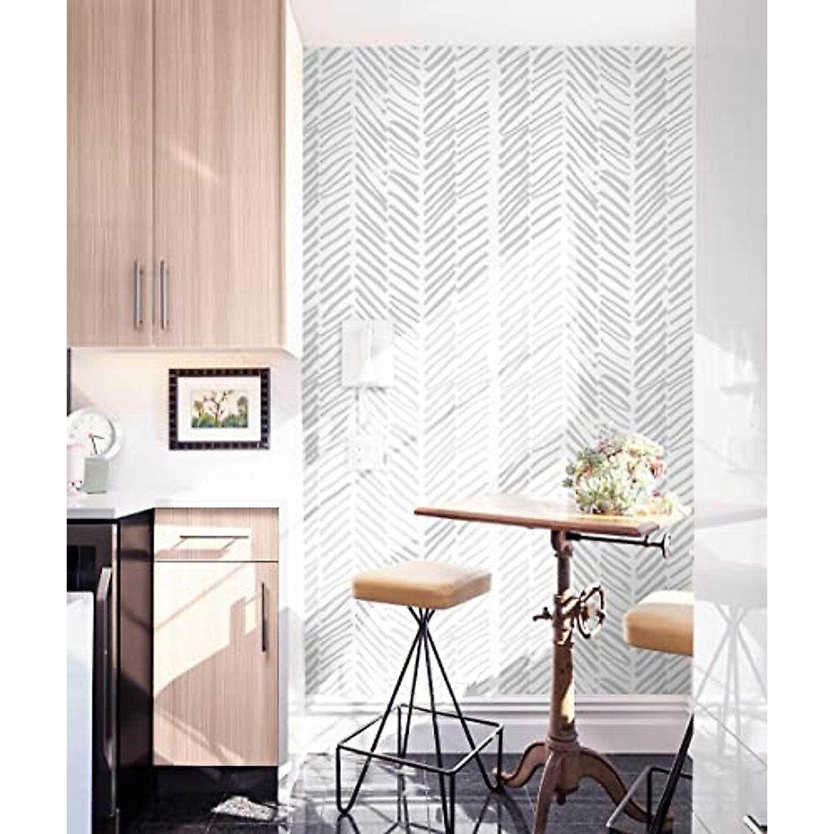 Guvana Line Peel and Stick Wallpaper Gray and White 17.7"x118" Self Adhesive DIY Removable Stripe Contact Paper Decorative for Livingroom Bedroom Wall Covering