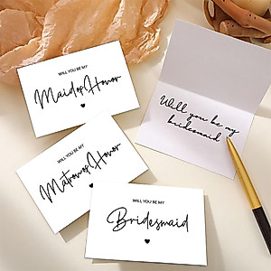 PartyGifts&beyond 10 Pcs Bridesmaid Card Will You Be My Bridesmaid Card Bridesmaid Proposal Card,8 Bridesmaid Card 1 Maid of Honor Card 1 Matron of Honor Card with 10 Envelopes(White)