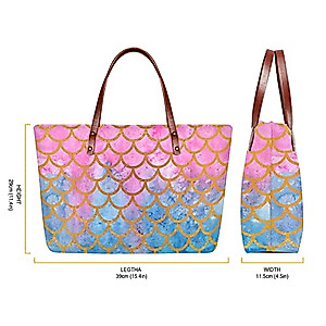 BYCHECAR Handbags Set for Women Tote Bag Colorful Fish Scales Pattern Top Handle Satchel Bags Shoulder Purse Wallets Wristlet Strap Wallet