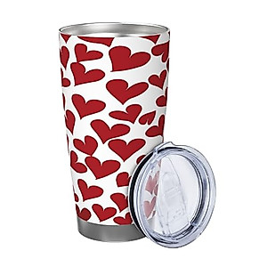 AYCZN Red Heart 20 OZ Tumbler Stainless Steel Travel Coffee Mug, Romantic Insulated Water Bottle with Lid Leakproof Thermal Cup