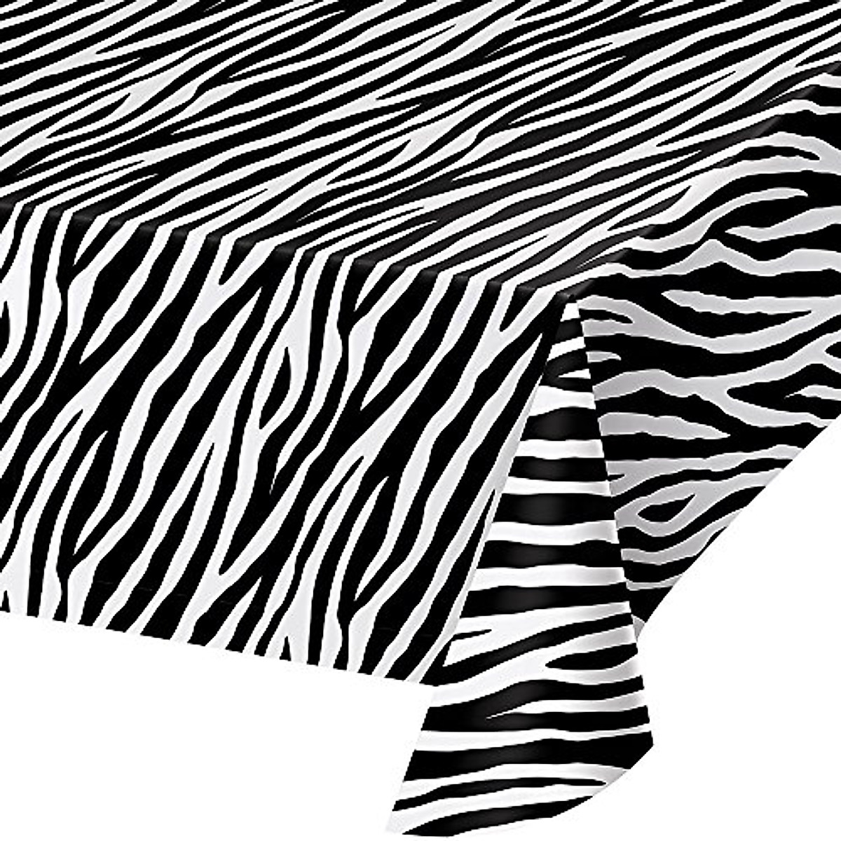 Creative Converting TABLECOVER PL 54" X 108" AOP Zebra Animal Print Plastic Tabelcloth, 54 x 108, Multicolor