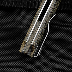 Kizer Agressor EDC Knife, 2.99 In 154CM Steel Blade Pocket Knife Green Micarta Handle Front Flipper Tools V3629C1