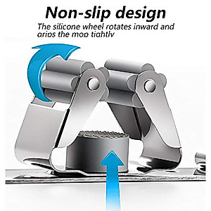 Broom Mop Holder Heavy Duty Wall Mount Stainless Steel Wall Mounted Storage Organizer Tools Hanger with 3 Racks 4 Hooks for Lanudry Garage Kitchen Bathroom Closet Office Garden (2 PCS)