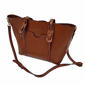 Orchid Bay - Women’s Vegan Leather Bucket Hobo Bag, Crossbody Purse, Top Handles and Shoulder Satchel, with Zipper. (Brown)