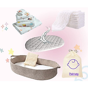 Changing Basket - Extra Large in Size - Cotton Rope Changing Table Topper Storage Basket, Thick Foam Pad with Removable Cotton Cover - Storage Bag - Portable Changing Pad