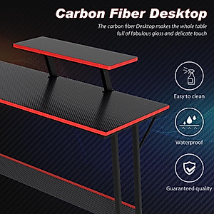 L Shaped Desk 50.6 Inch Gaming Desk Corner Gaming Desk Computer Desk with Large Desktop Work Place Black (Black)