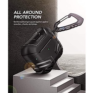 MOBOSI AirPods 3rd Generation Case 2021, Hard Shell Design Full-Body Protective Vanguard Armor Military AirPod 3 Case Cover with Keychain for AirPod Case 3rd Generation Case [LED Visible], Black