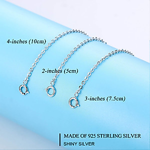 LANCHARMED 925 Sterling Silver Necklace Extenders Durable Necklace Extender Strong Removable Necklace Bracelet Anklet Extender for Jewelry Making(2 3 4 Inch)
