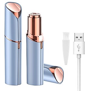 LAIKME Facial Hair Remover, Removal Shaver for Women, Rosarden USB Rechargeable IPX6 Waterproof Eyebrow Face Razor Trimmer for Lips, Body, Arms, Mustaches, Fuzz and Chin (Blue)