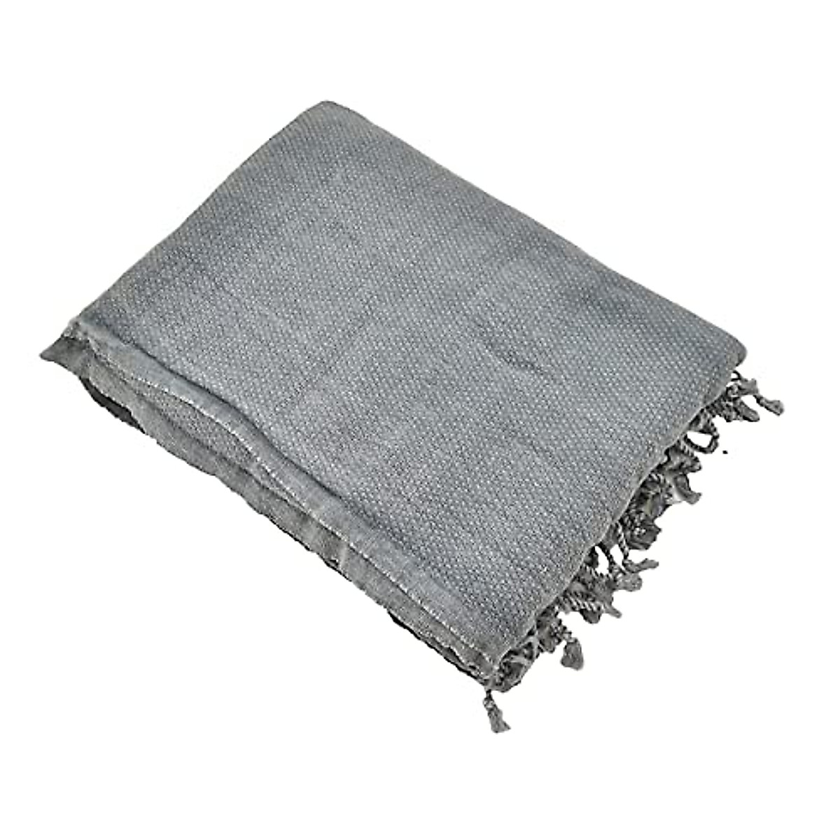 Stonewashed Turkish Throw Blanket in Charcoal Grey/Faded Black, Soft, Cozy and Lightweight, Perfect for Use as a Love Seat or Sofa Throw, Partical Bed Cover, Beach Blanket or Yoga Blanket