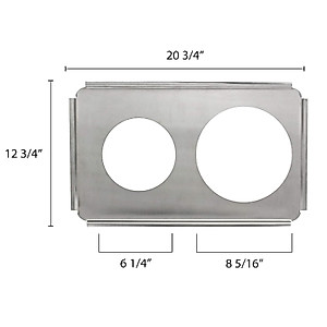 TrueCraftware- 2 Hole Stainless Steel Steam Table Adapter Plate 6-1/2” and 8-1/2” fits 4 qt and 7 qt. Inset Pans- for Soup Station Soup Warmer Soup Chafer Applicable for Kitchen Catering Restaurant
