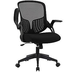 Armless Desk Chair - Small Home Office Chair with Wheels, PU Leahter Low Back Vanity Chair with Lumbar Support, Adjustable Height 360° Rolling Swivel Computer Task Chair Without Arm for Small Space