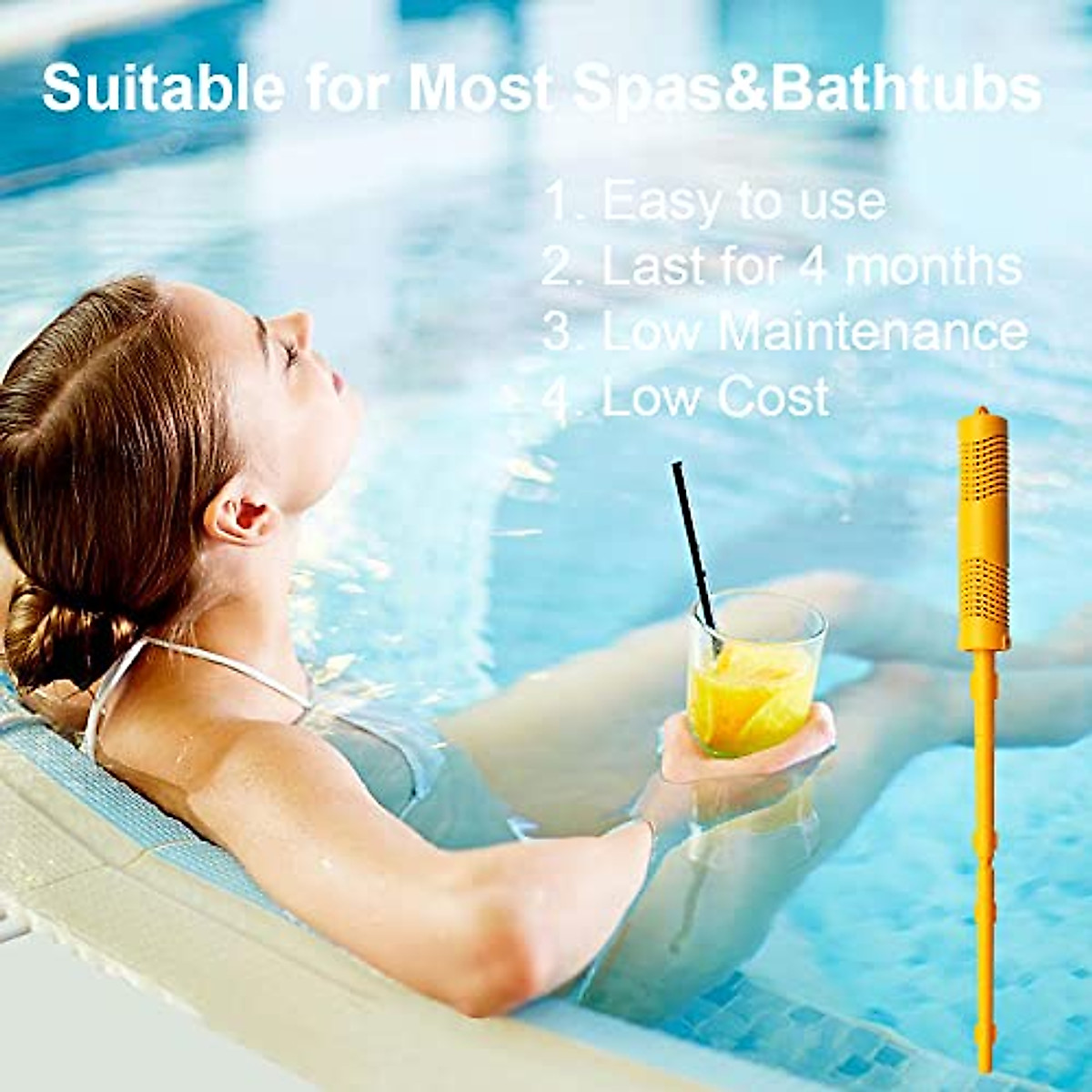Joepoe SPA Mineral Stick Parts,Hot Tub Stick with 4 Months Lifetime Cartridge Universal for Hot Tub&Pool (Yellow,2-Pack)