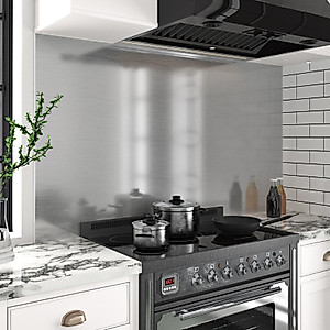 LiKiLiKi Stainless Steel Contact Paper 24" x 118" Self Adhesive Fridge Wallpaper Peel and Stick Backsplash Vinyl Refrigerator Wrap Metallic Contact Paper for Dishwasher RV Countertop Audio Covers