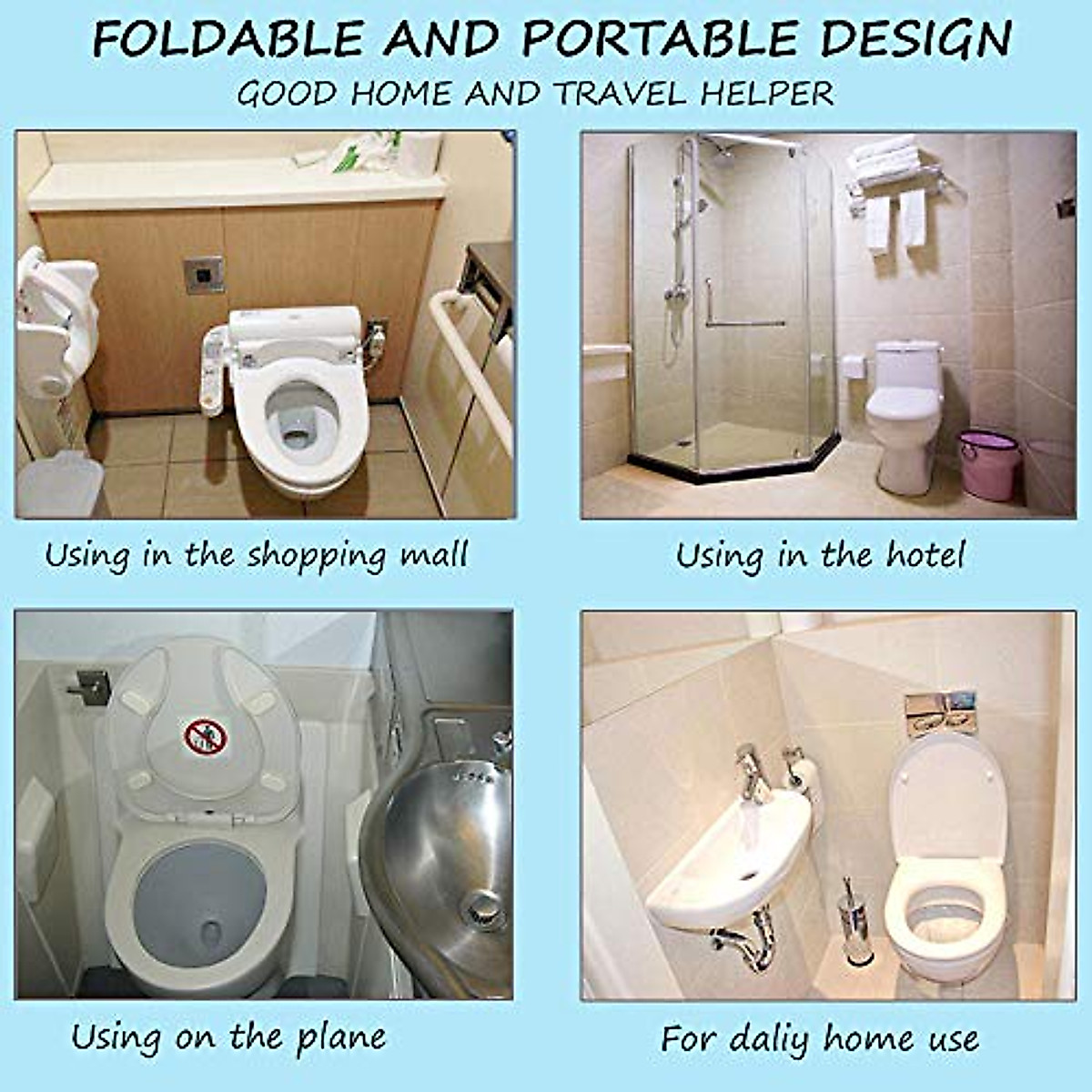 Folding Portable Travel Potty Training Seat for Boys and Girls, Blue Non Pinch Strap,Non Slip with 4 Suction Cups and 6 Silicone Pads,Includes Carry Bag -ManQi