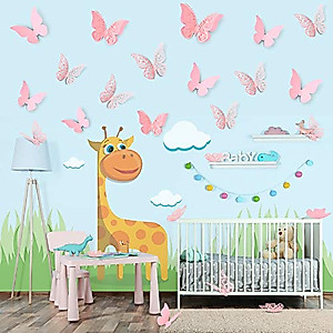 120 Pieces 3D Layered Butterfly Wall Decor Removable Butterfly Stickers Hollow Mural Decals Decorative Wall Art Crafts for DIY Baby Room Home Wedding Decor (Pink)